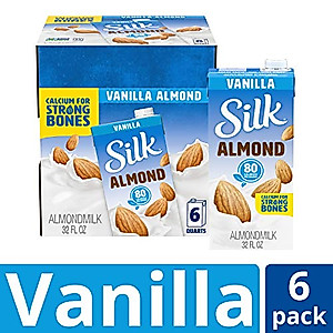 Silk Shelf-Stable Almond Milk, Vanilla, Dairy-Free, Vegan, Non-GMO Project Verified, 1 Quart (Pack of 6)