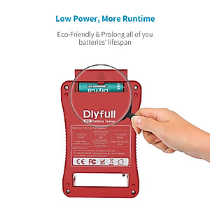 Dlyfull Battery Tester, LCD Display Universal Battery Checker for AA AAA C D 9V CR2032 CR123A CR2 CRV3 2CR5 CRP2 1.5V/3V Button Cell Batteries, 1x AAA Batteries Included