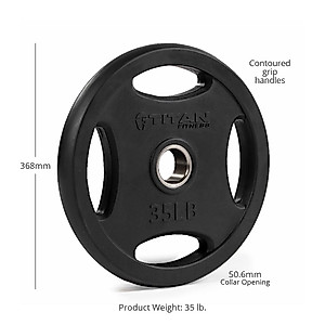 Titan Fitness 35 LB Single Black Grip Plate, Cast Iron and Rubber Coating, Sold as a Single Plate