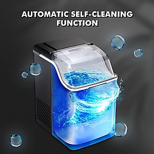ZAFRO Nugget Ice Makers Countertop with Soft & Chewable Pellet Ice Portable Self-Cleaning Compact Ice Machine 44Lbs/24H with Ice Scoop and Basket Suitable for Home/Kitchen/Office/Bar Party