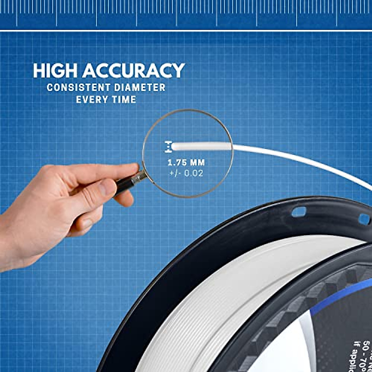 3D Innovators 3D Printer PLA Filament, 1.75mm, 1KG/2.2LB, Dimensional Accuracy +/- 0.02 mm (Real White) (Works with Lithophanes)