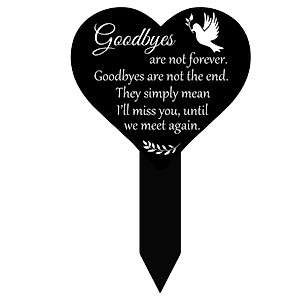 Roowest Heart Memorial Remembrance Plaque Stake Acrylic Grave Marker for Cemetery Black Memorial Garden Stake Sympathy Grave Stake for Outdoors Yard Grave Waterproof Cemetery Decoration, Heart Shape