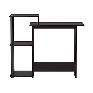 Furinno Efficient Home Laptop Notebook Computer Desk with Square Shelves, Espresso/Black