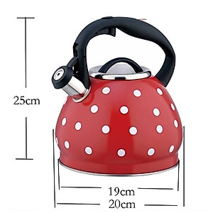 Tea Kettle Stovetop Whistling Teapot Stainless Steel Whistling Kettle 3L Whistling Teapot Water Kettle Boiling Kettle With Heat Insulating Handle Whistle Kettle Stove Top Kettle (Color : Red, Size :
