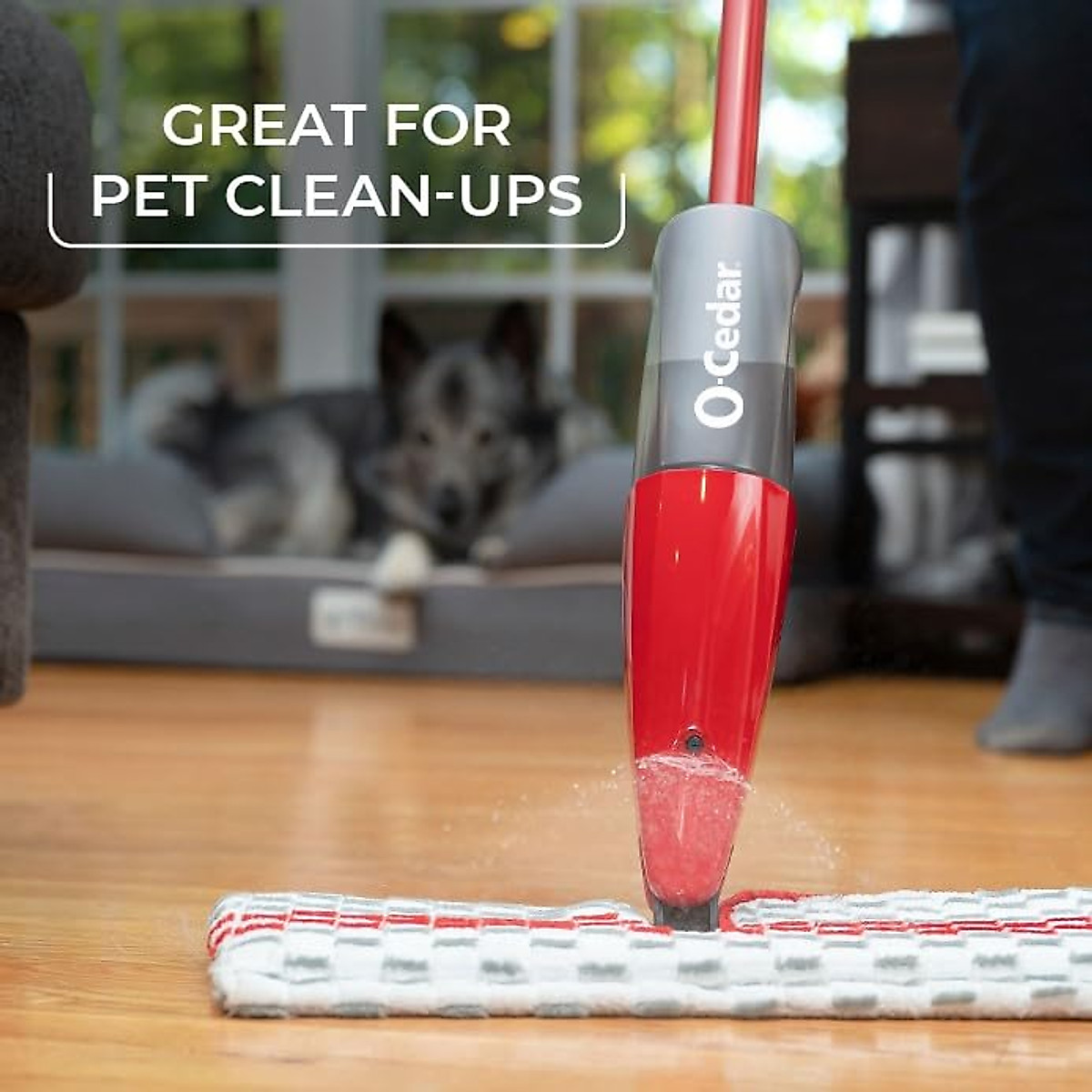 O-Cedar ProMist MAX Spray Mop, PMM with 2 Extra Refills, Red