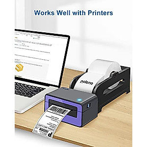 POLONO Shipping Label Printer, 4x6 Thermal Label Printer for Shipping Packages, Commercial Direct Thermal Label Maker, Label Holder, Thermal Label Holder for Fan-Fold and Roll Labels