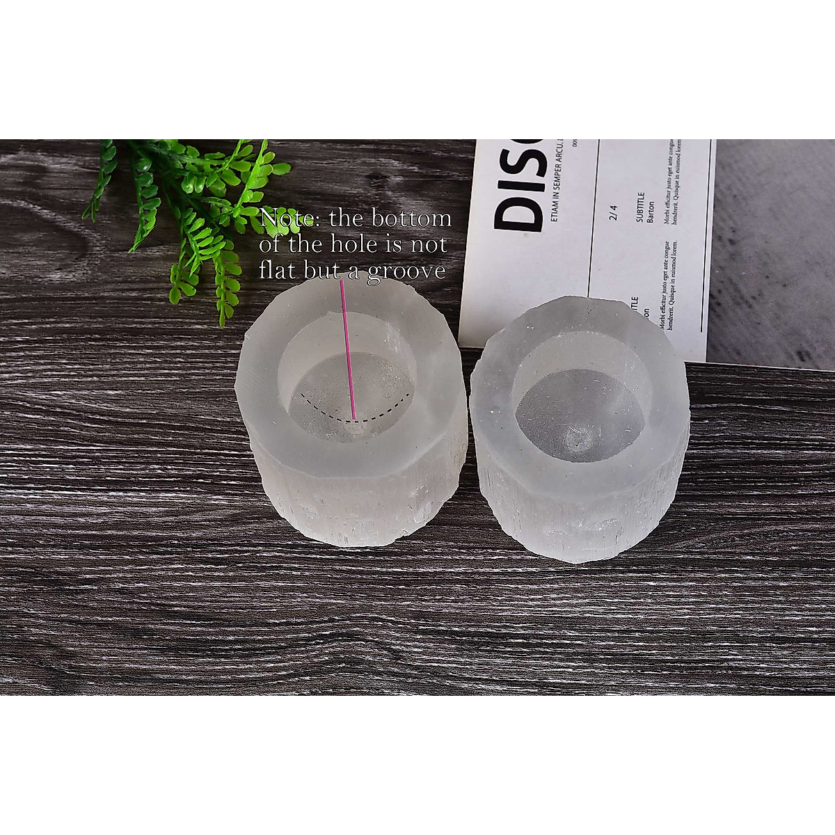 AMOYSTONE Selenite Tealight Holders Natural Crystal Candle Holders Decorative Tealight Candlestick White Candle Stand 2.5" 2PC