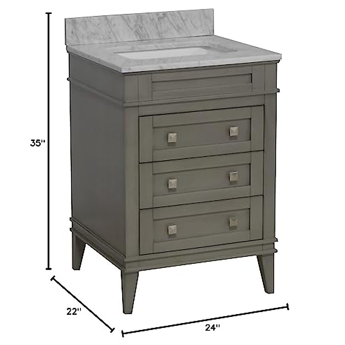 Eleanor 24-inch Bathroom Vanity (Carrara/Weathered Gray): Includes Weathered Gray Cabinet with Authentic Italian Carrara Marble Countertop and White Ceramic Sink