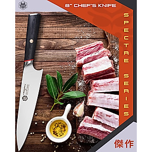 KESSAKU 8-Inch Chef Knife - Spectre Series - Forged Japanese AUS-8 High Carbon Stainless Steel - Pakkawood Handle with Blade Guard