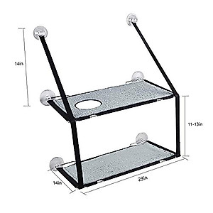 LIFIS Cat Window Perch Cat Hammock for Window 2 Layers Bed Up to 55lb Can Be Installed on Small Window Soft Mats Stable Metal Frames Kitty Sunny Seat (Double Layers, Grey) (Cat Face)