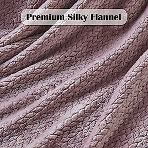 NEWCOSPLAY Super Soft Throw Blanket Premium Silky Flannel Fleece Leaves Pattern Lightweight Blanket All Season Use (Light Purple, Throw(50"x60"))