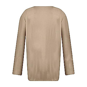 Womens Fall Fashion 2023 Casual Clothes Long Sleeve Shirts Plus Size Going Out Tops Blouses for Women Dressy Clothing Tunics Or Tops to Wear with Leggings Loose Fit Vacation Outfits(A Khaki,Medium)
