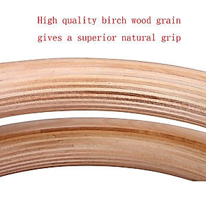 Yimidear Wood Olympic Rings, Gymnastic Rings with Buckle Straps, Wooden Fitness Gym Rings for Strength Training, Crossfit, Pull Ups and Dips (2.8CM)