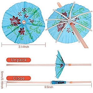 YGDZ 100pcs Umbrella Straws Fruit Straws, Disposable Luau Party Drink Umbrella Straws, Tropical Hawaiian Straws Beach Summer Pool Party Decorations