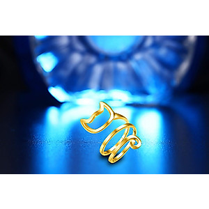 Flzaitian Fashion Open Cat Ring Women Men Gold Silver Black Adjustable Ring Jewelry for Women Wire Wrap Thumb Open Rings (Gold)