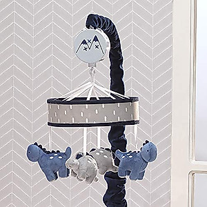 Lambs & Ivy Baby Dino Blue/Gray Dinosaur Musical Baby Crib Mobile Soother Toy
