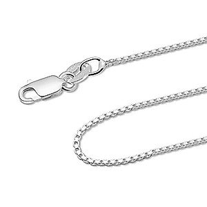 925 Sterling Silver 1MM Box Chain Lobster Claw Clasp 20 inch