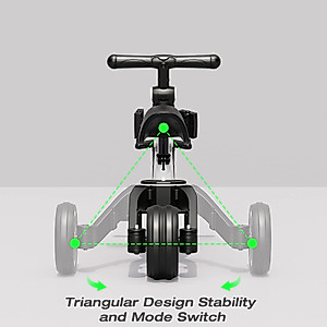 XJD 5 in 1 Kids Tricycles for 12 Month to 3 Years Old Toddler Bike Toddler Tricycle Boys Girls Tricycle for Toddlers 1-3 Baby Bike Balance Bike with Adjustable Seat Height and Removable Pedal