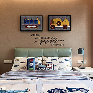 with God All Things are Possible Matthew 19:26 - Carved Vinyl Separated Letters Bible Verse Quotes Wall Decal Words Scripture Christian DIY Home Décor