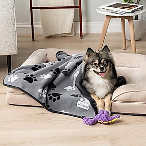 PetAmi Waterproof Dog Blanket for Extra Large Pets Dogs Cats, Large Pet Couch Cover Protector for Furniture, Reversible Washable Soft Fleece Cat Blanket for Bed Couch Sofa, 60x80 (Paw Print Gray)