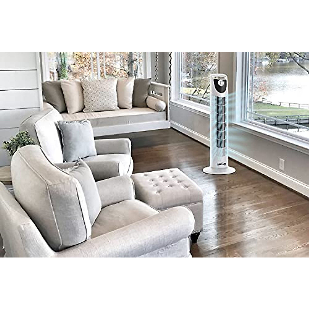 Fanfair 30” Oscillating Tower Fan with 3 Speed Settings and Quiet Operating System, Space Saving and Slim Design, Portable Cooling Fan for Bedroom, Indoor, Office, Studio, Home Use – White Color