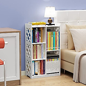 Rerii Bookcase, Small Bookshelf, Kids Book Case Open Shelf with 5 Cube Storage Organizer for Bedroom Living Room Office, White