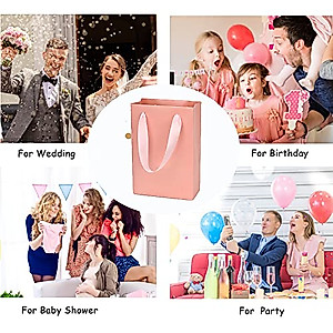 Dasofine Pink Gift Bags 12 Pack 5.03‘’ × 2.36‘’ × 7.40‘’ Small Gift Bags Paper Party Favor Bag with Handle, Retail Bag for Shopping, School, Office