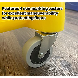 Rubbermaid Commercial Products, Mop Bucket with Wringer on Wheels, Heavy Duty All-in-One Tandem Mopping Bucket, Yellow, 31 Quart (FG738000YEL)