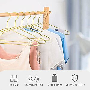 Nature Smile 17 Inches Shiny Gold Metal Clothes Hanger, Coat Hanger, Suit Hanger, Dress Hanger with Big Notches Pack of 10,Gold