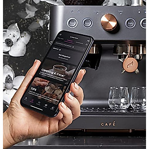 Café Bellissimo Semi Automatic Espresso Machine + Milk Frother | WiFi Connected| Built-In Bean Grinder, 15-Bar Pump & 95-Ounce Water Reservoir | Matte Black, C7CESAS3RD3
