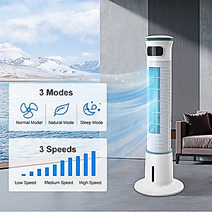 Evaporative Air Cooler Portable Air Conditioner Remote Control, 70 Degree Oscillation & 15 Hour Timer, Extra Cooling with Ice Packs for Home School Outdoor
