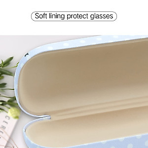 PERFECTSIGHT Hard Shell Eyeglasses Case, PU Leather Protective Glasses Case, Cute Cartoon Surface Eyeglass Case for Women Girls (Blue Kurom)