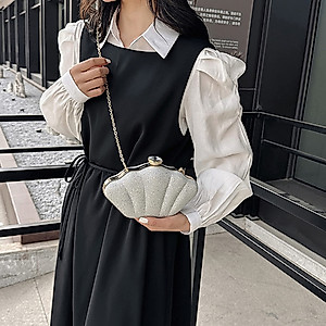 Women Mini Sequins Seashell Evening Clutch Chain Strap Cross-body Bag