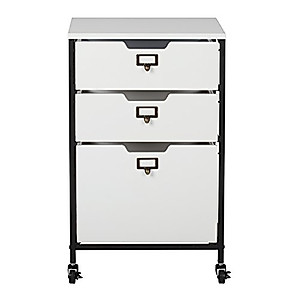 Sew Ready Charcoal/White 27" H 3-Drawer Mobile Storage Organizer Cart for Bathroom, Kitchen, Crafts, Home Office or Laundry Rooms