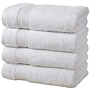ERINA Large Hand Towels 16 x 28 Inch (4 Pack) - Heavy GSM 100% Ring Spun Combed Cotton Quick Drying Highly Absorbent Towels - Soft Hotel Quality for Bath, Gym and Spa (White)