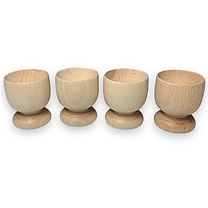 efo Wooden Egg Cups - Boiled Egg Holder - Easter Decor - Arts and Crafts DIY Unfinished Wood - Easter Gift - Egg Cup Set of 4