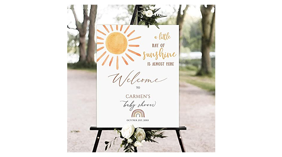 Sunshine Baby Shower Welcome Sign, A Little Ray Of Sunshine Welcome ...