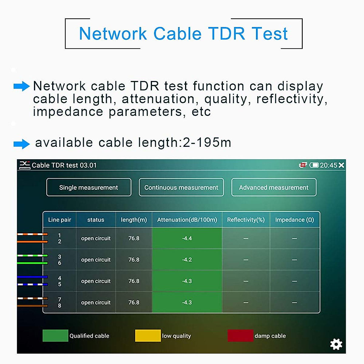CCTV Camera Tester-Support up to 6K IP Camera and CVBS Analog Camera-with IP Discovery/PoE/WiFi/HDMI Output/RJ45 TDR Test/PTZ Control/Focus Test