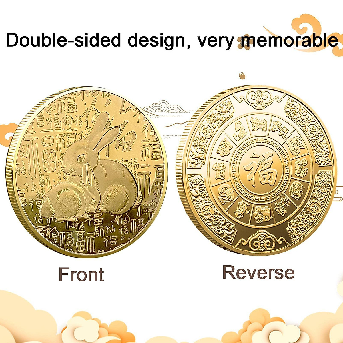 Chinese Zodiac Rabbit Commemorative, 2023 New Year of The Rabbit Uncirculated Coin, Collector Coin, for Collectors, Craft Decorations, Lucky Souvenir Gifts