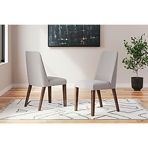 Signature Design by Ashley Lyncott Contemporary Dining Room Upholstered Side Chair with Foam Cushion, Set of 2, Cream & Brown