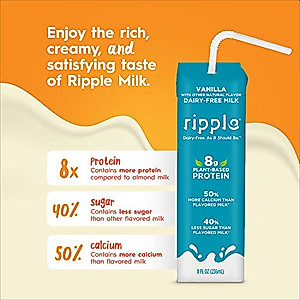Ripple Vegan 8 oz Dairy-Free Milk, Vanilla (12 Pack) & Ripple Vegan 8 oz Dairy-Free Milk, Original (12 Pack) | 24 Pack