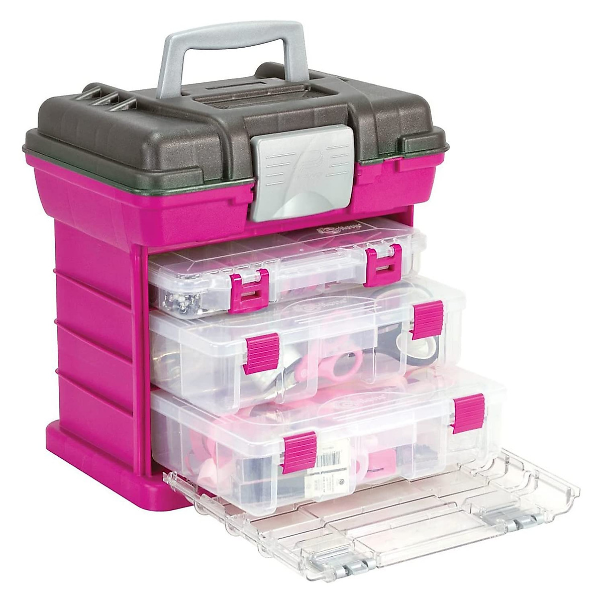 Creative Options 1363-85 Grab N' Go Rack System with Two No.2-3630 Deep Pro-Latch Organizers and One No.2-3650 Organizer, Magenta/Sparkle Gray,Medium