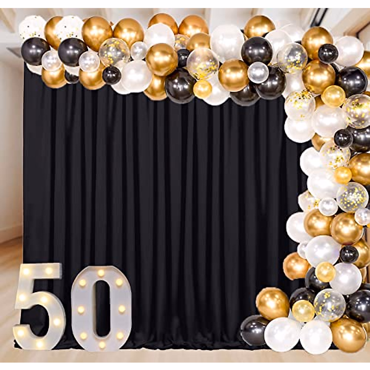 MoKoHouse 10ft x 8ft Black Backdrop for Parties Black Backdrop Drape for Birthday Wedding 2 Panels 5ft x 8ft