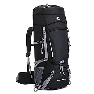 TianYaOutDoor Hiking Backpack for Men 60L Lightweight Camping Backpack with Rain Cover Outdoor Daypack (Black)