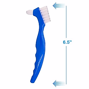 American Goods 2/Pcs Blue Denture Care Brushes Glitter Firm Hard Duble Sided Cleaning Denture Toothbrushes
