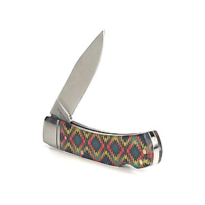 ARIAT 3" Red, Black & Yellow Southwestern Print Folding Knife