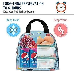 Lunch Bag for Kids, Cute Insulated Kids Lunch Box Container Reusable Cooler Lunch Tote Bag for Children Girls and Boys, School Picnic Travel Outdoors(Sky Blue with Whale)