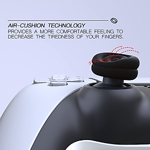 PlayVital Thumbs Cushion Caps Thumb Grips for ps5, for ps4, Thumbstick Grip Cover for Xbox Series X/S, Thumb Grip Caps for Xbox One, Elite Series 2, for Switch Pro Controller - Black