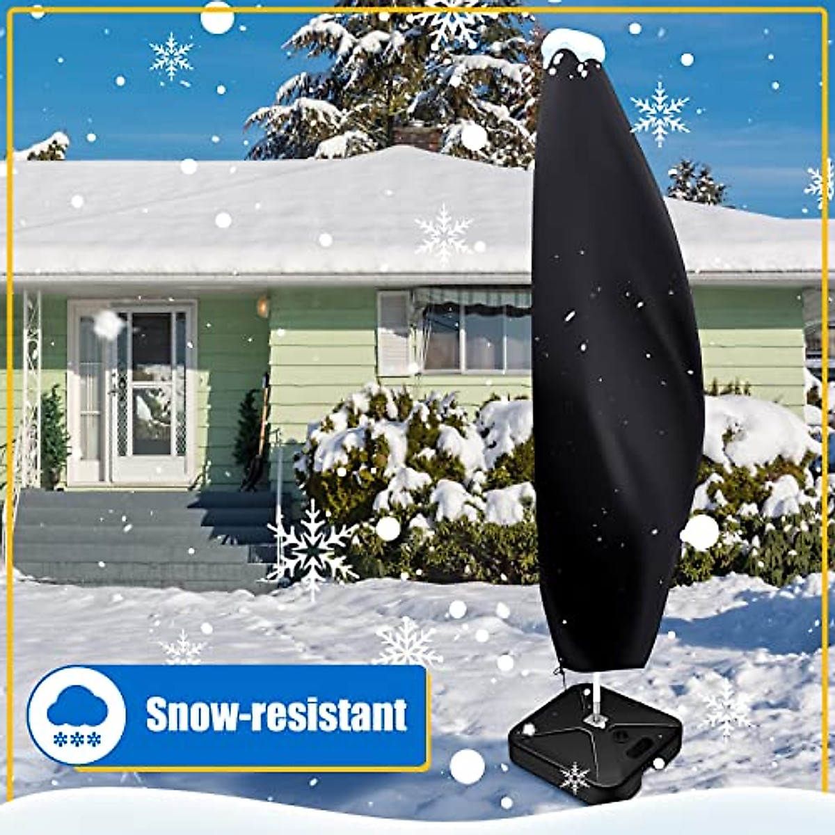 3 Pcs Patio Umbrella Cover Offset Umbrella Cover for 9ft to 12ft Cantilever Outdoor Waterproof Fabric Cantilever Umbrella Covers Banana Style Parasol Cover with Zipper for Garden Beach Umbrella, Black