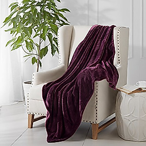 Reafort Ultra Soft Flannel Fleece All Season Light Weight Living Room/Bedroom Warm Throw Blanket (Purple, King 108"X92")